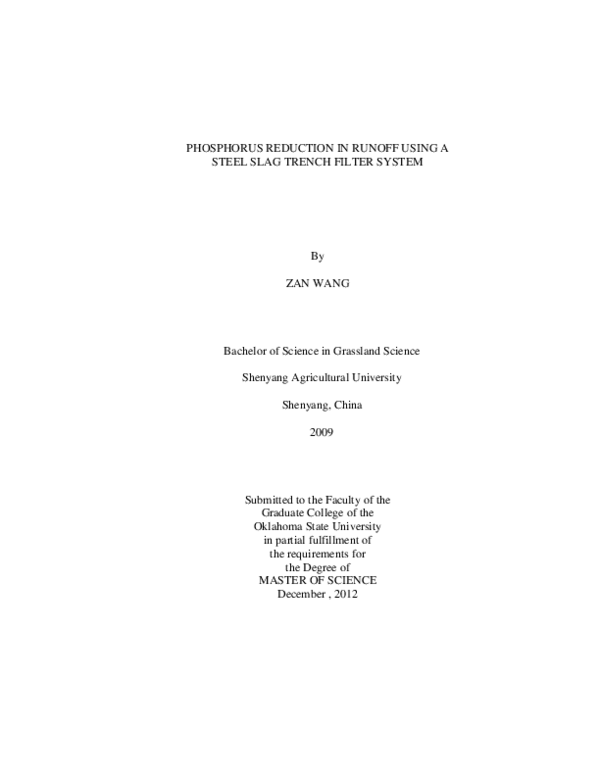 (PDF) Phosphorus reduction in runoff using a steel slag trench filter ...