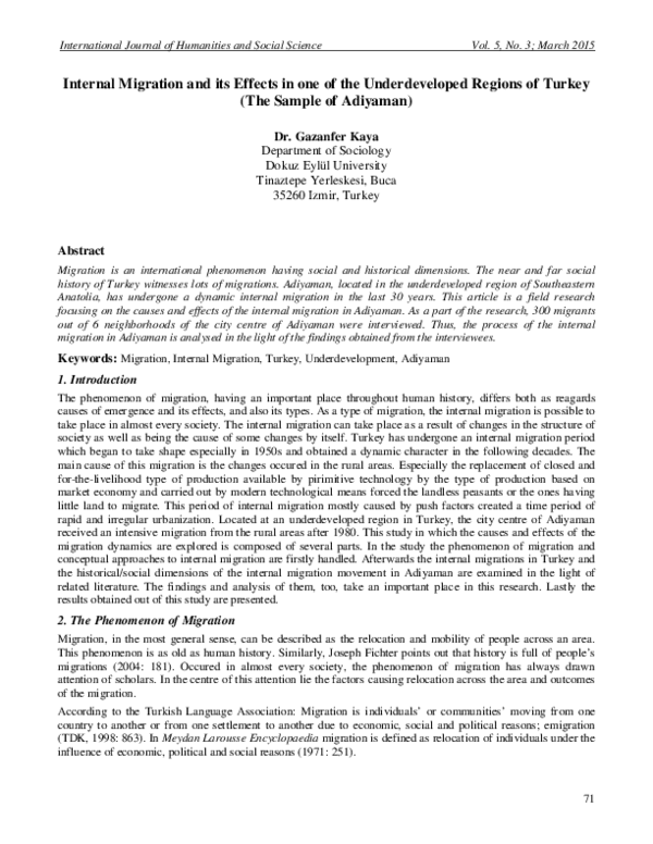 (PDF) Internal Migration and its Effects in one of the Underdeveloped ...