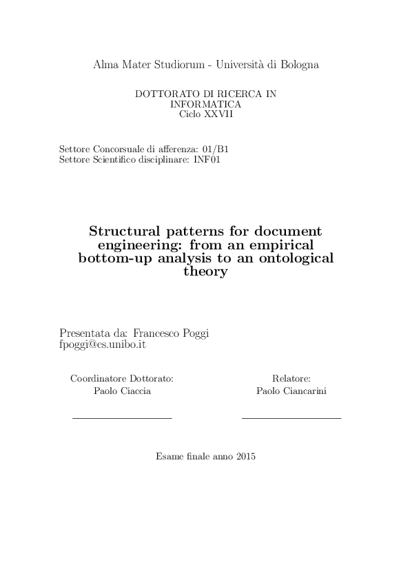 (PDF) Structural patterns for document engineering: from an empirical bottom-up analysis to an ...