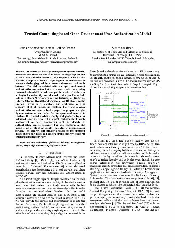 (PDF) Trusted Computing based open environment user authentication model