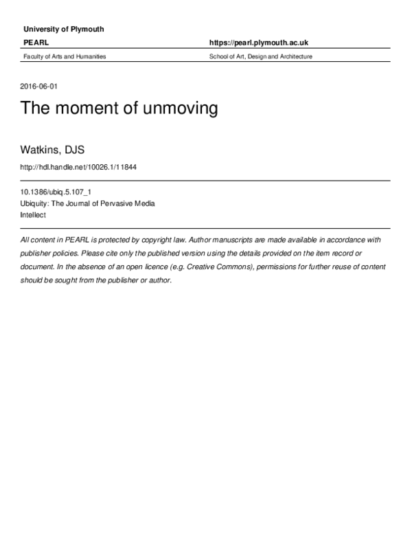(PDF) The moment of unmoving