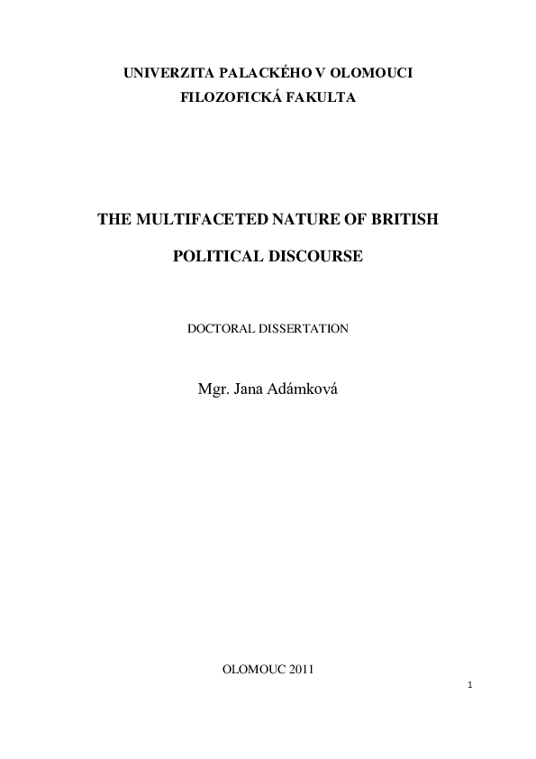 (PDF) The Multifaceted Nature of British Political Discourse