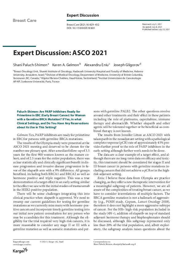 (PDF) Expert Discussion: ASCO 2021