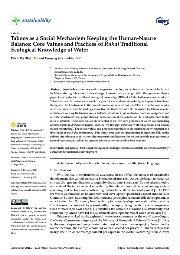 (PDF) Taboos as a Social Mechanism Keeping the Human-Nature Balance ...