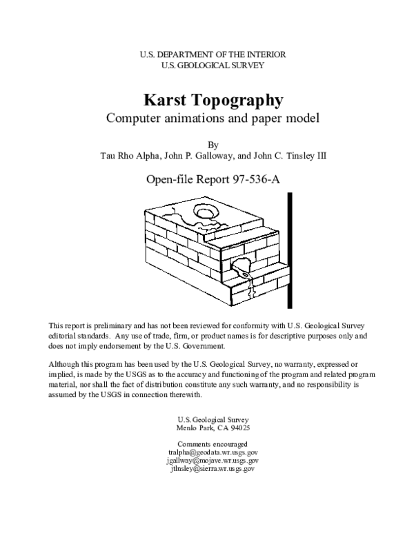 (PDF) Karst topography; computer animations and paper model