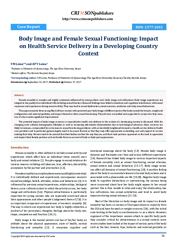 Pdf Body Image And Female Sexual Functioning Impact On Health