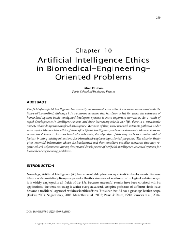 (PDF) Artificial Intelligence Ethics in Biomedical-Engineering-Oriented Problems
