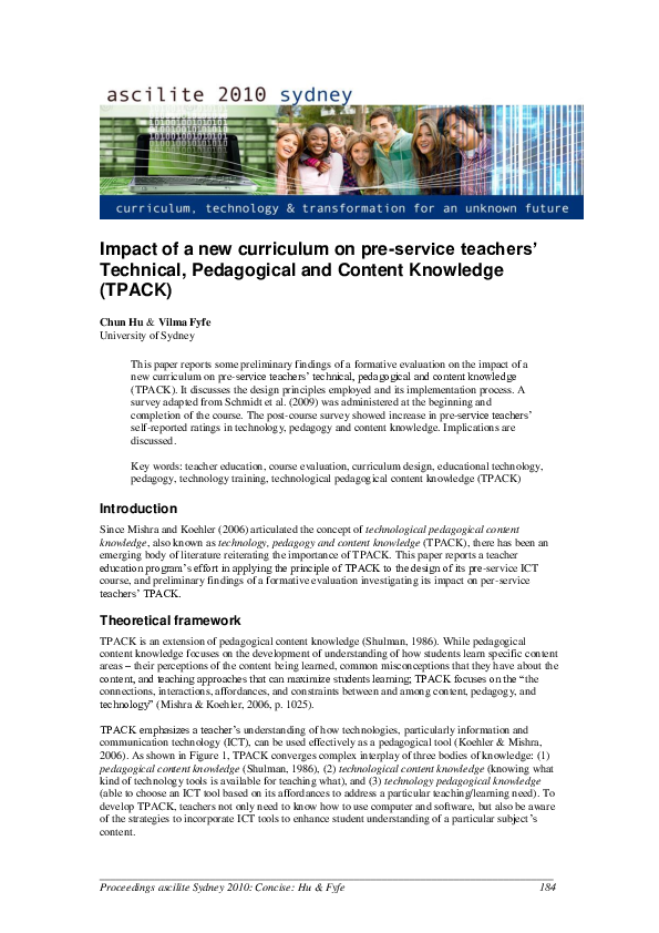 (PDF) Impact of a new curriculum on pre-service teachers’ Technical ...