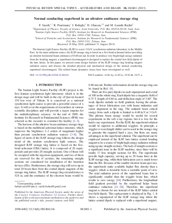 (PDF) Normal conducting superbend in an ultralow emittance storage ring ...