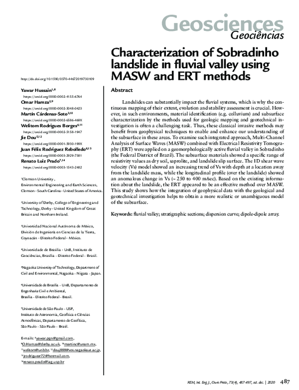 (PDF) Characterization of Sobradinho landslide in fluvial valley using MASW and ERT methods
