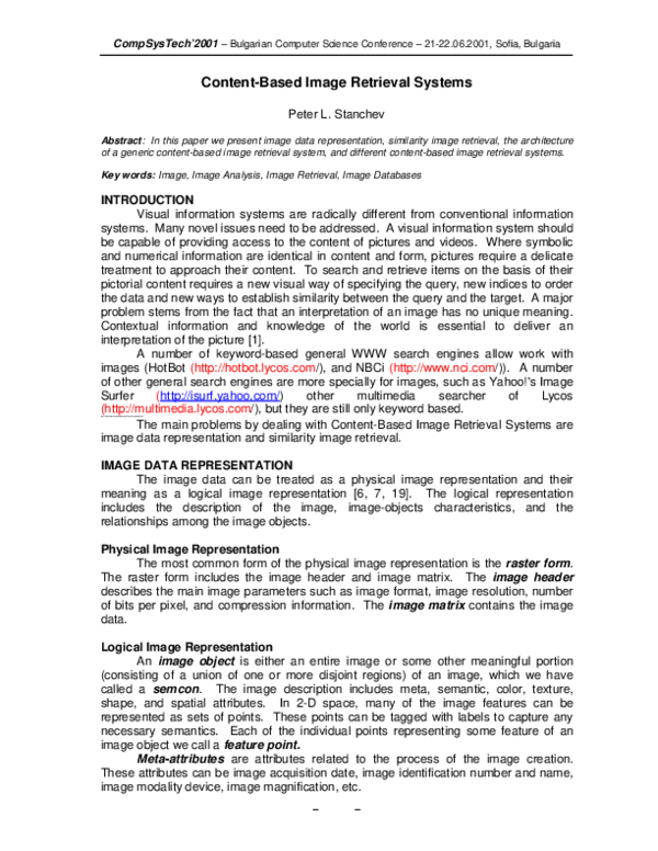 (PDF) Content-Based Image Retrieval Systems