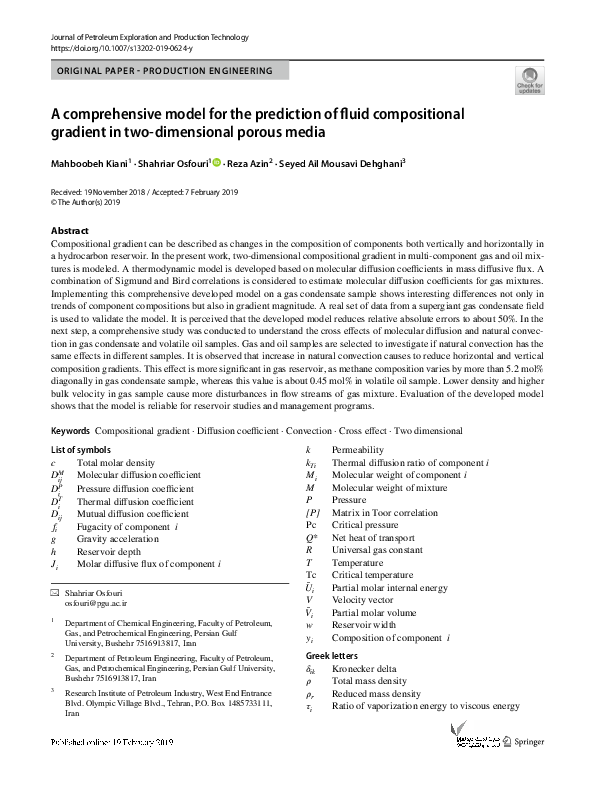 A comprehensive model for the prediction of fluid compositional ...