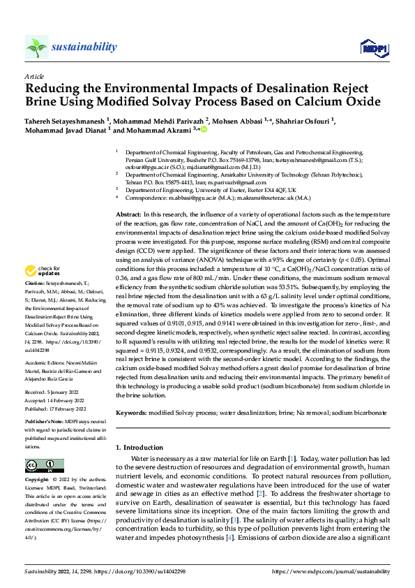 (PDF) Reducing the Environmental Impacts of Desalination Reject Brine ...