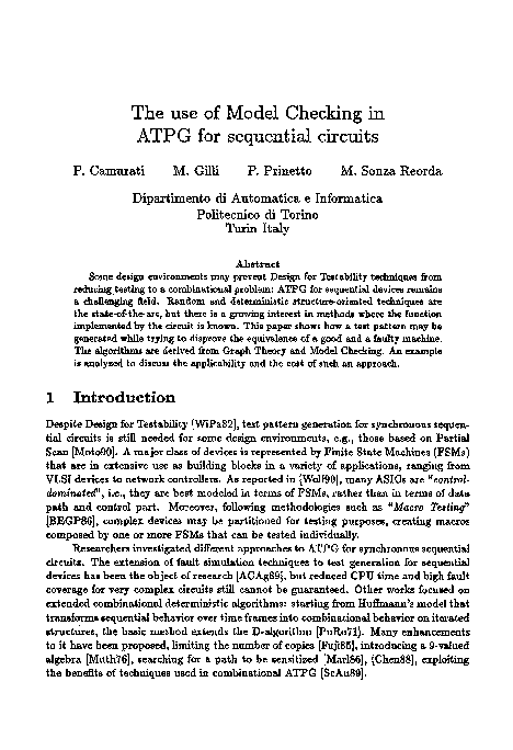 (PDF) The use of model checking in ATPG for sequential circuits
