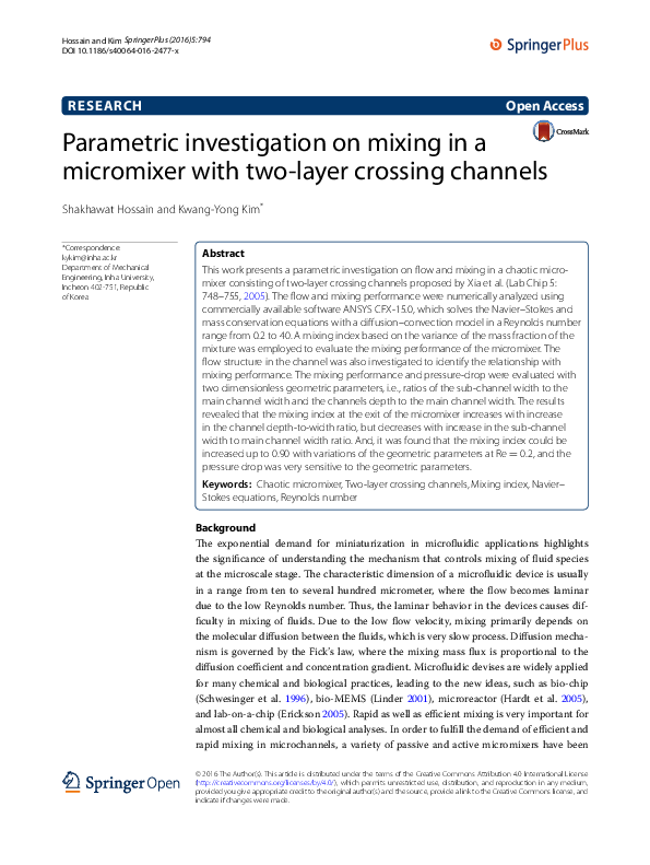 (PDF) Parametric investigation on mixing in a micromixer with two-layer ...