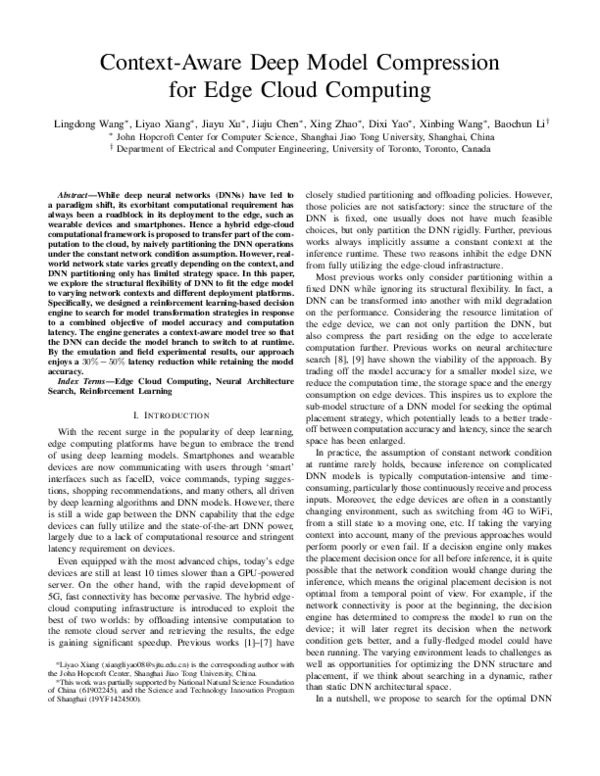 (PDF) Context-Aware Deep Model Compression for Edge Cloud Computing ... (PDF) Context-Aware Deep Model Compression for Edge Cloud Computing ...