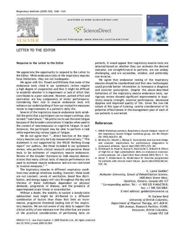 (PDF) Response to the Letter to the Editor