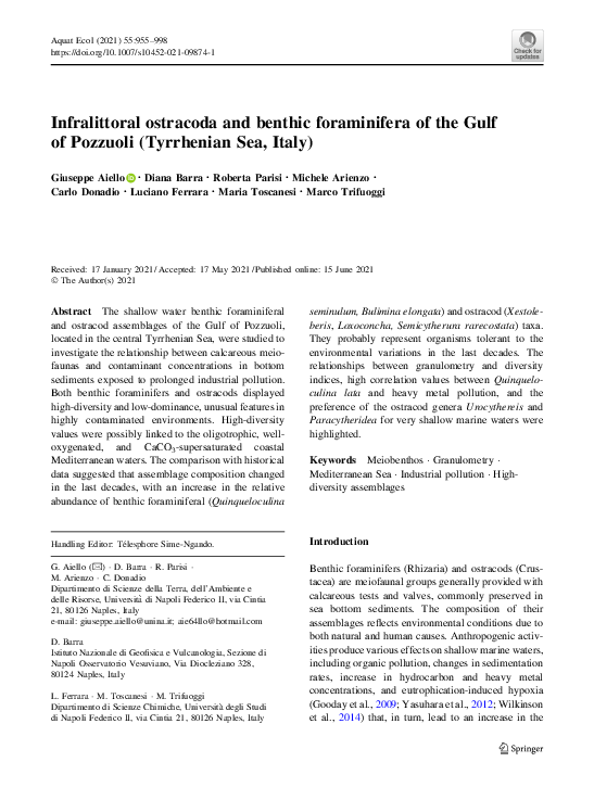 (PDF) Infralittoral ostracoda and benthic foraminifera of the Gulf of ...