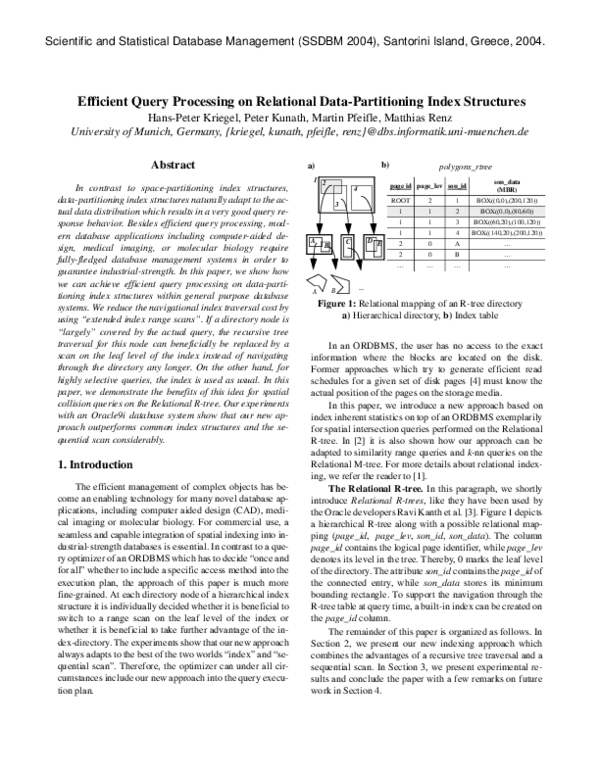 (PDF) Efficient query processing on relational data-partitioning index structures