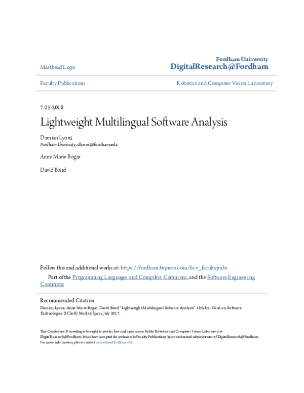 (PDF) Lightweight Multilingual Software Analysis