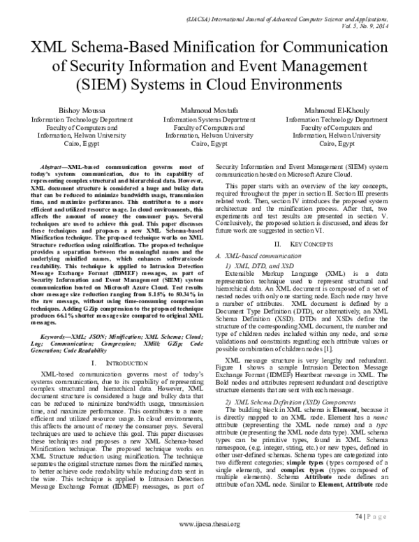 Pdf Xml Schema Based Minification For Communication Of Security Information And Event