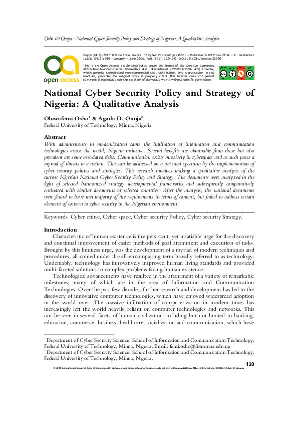 (PDF) National Cyber Security Policy and Strategy of Nigeria: A ...