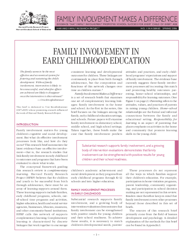 (PDF) Family involvement in early childhood education