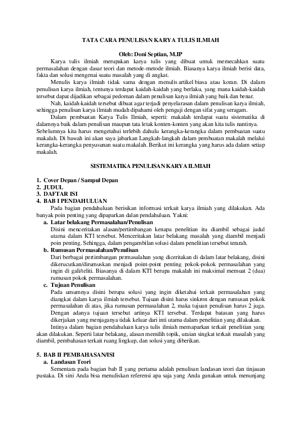 (PDF) TATA CARA PENULISAN KARYA TULIS ILMIAH