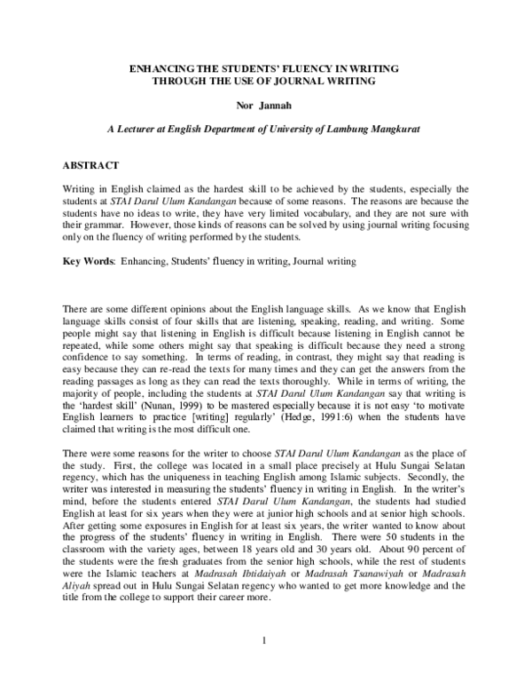 (PDF) Enhancing the Students’ Fluency in Writing Through the Use of ...