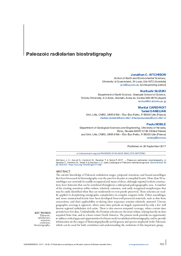 (PDF) Paleozoic radiolarian biostratigraphy