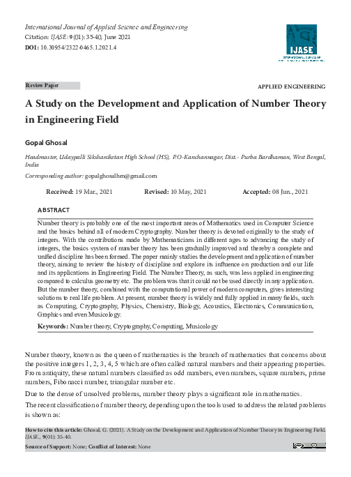 (PDF) A Study on the Development and Application of Number Theory in ...