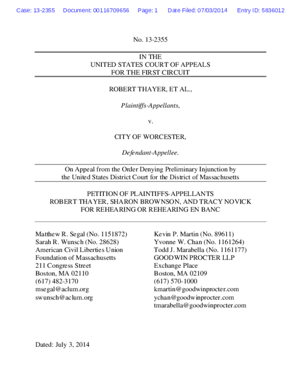 (PDF) In the United States Court of Appeals for the First Circuit