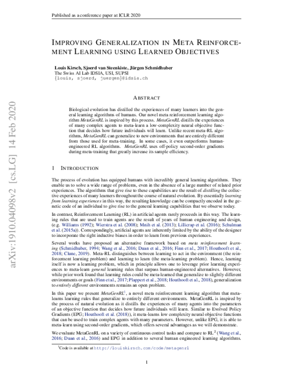 (PDF) Improving Generalization in Meta Reinforcement Learning using ...