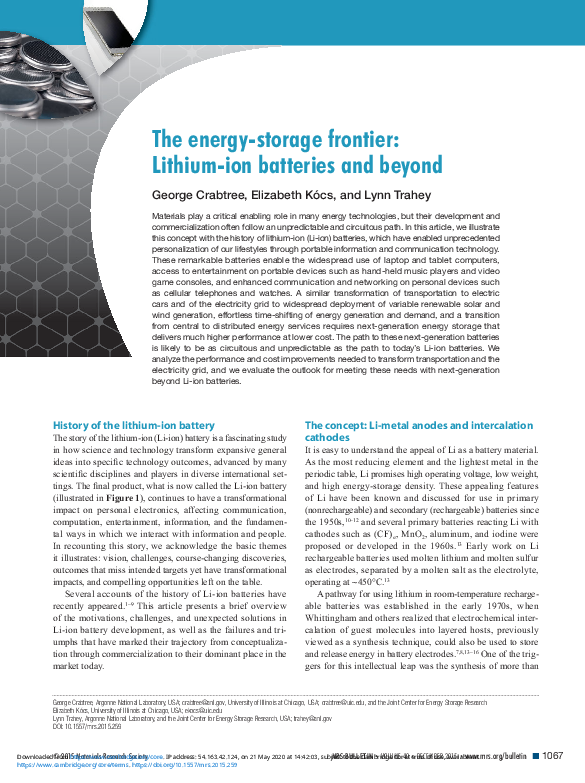 (PDF) The energy-storage frontier: Lithium-ion batteries and beyond