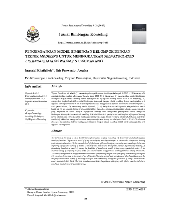 (PDF) Pengembangan Model Bimbingan Kelompok Dengan Teknik Modeling ...