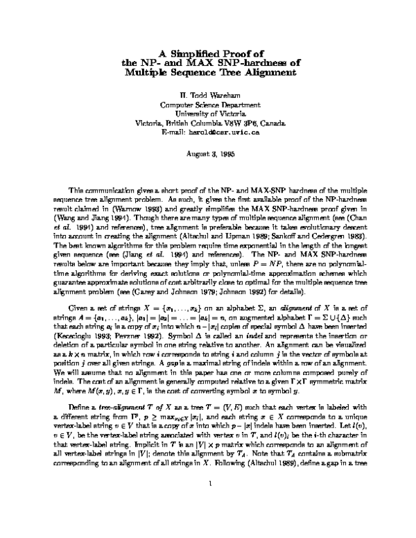 (PDF) A Simplified Proof of the NP- and MAX SNP-Hardness of Multiple ...