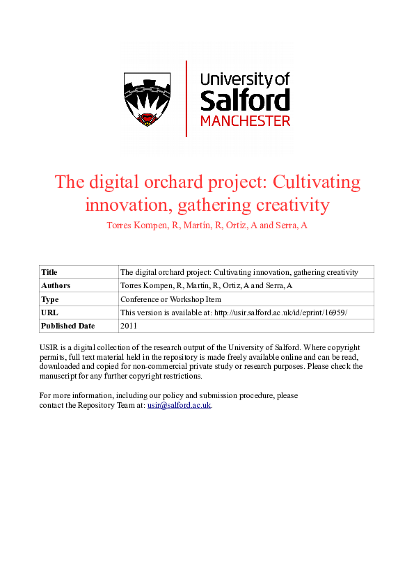 (PDF) The digital orchard project: Cultivating innovation,gathering ...