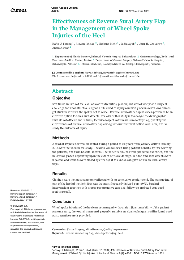 (PDF) Effectiveness of Reverse Sural Artery Flap in the Management of ...