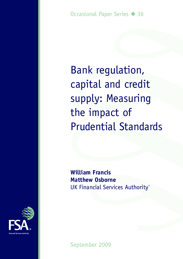 (PDF) Bank regulation, capital and credit supply: measuring the impact ...
