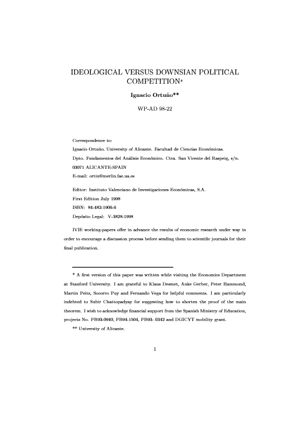 (PDF) Ideological versus Downsian political competition