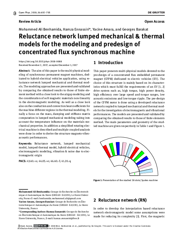 (PDF) Reluctance network lumped mechanical & thermal models for the modeling and predesign of ...