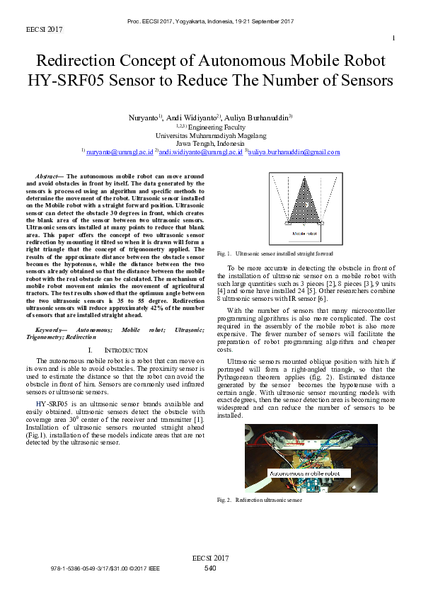(PDF) Redirection Concept of Autonomous Mobile Robot HY-SRF05 Sensor to Reduce The Number of Sensors