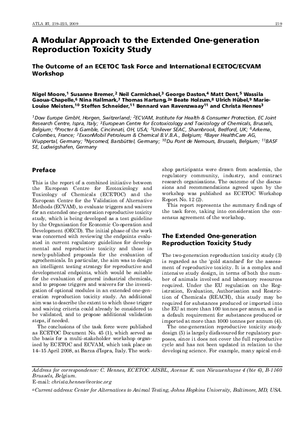 (PDF) A modular approach to the extended one-generation reproduction ...