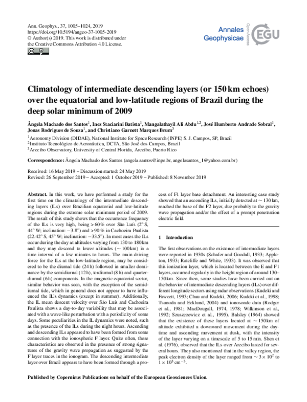 (PDF) Climatology of intermediate descending layers (or 150 km echoes ...