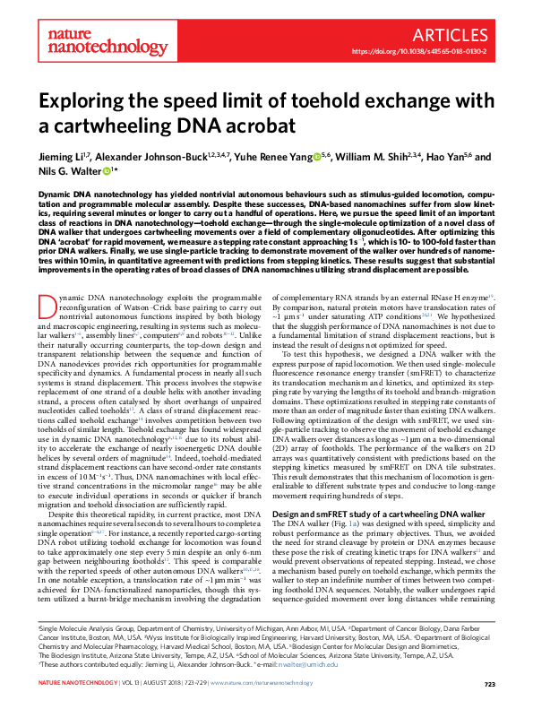 (PDF) Exploring the speed limit of toehold exchange with a cartwheeling ...