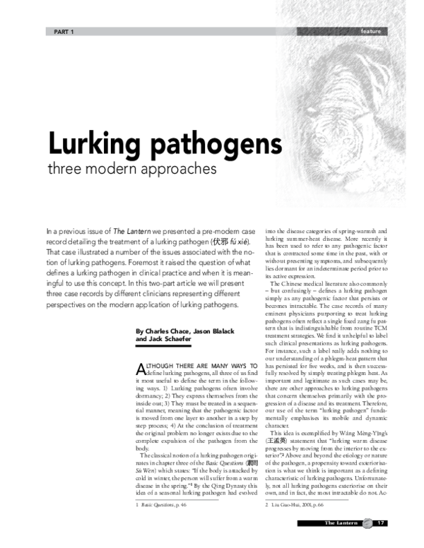 (PDF) Lurking pathogens three modern approaches PART 1 feature