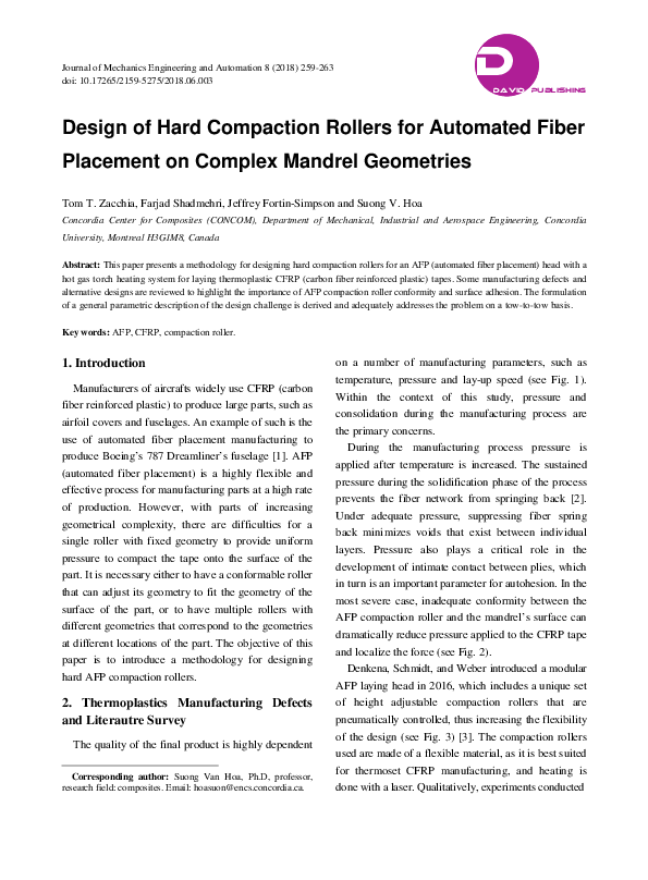 (PDF) Design of Hard Compaction Rollers for Automated Fiber Placement ...