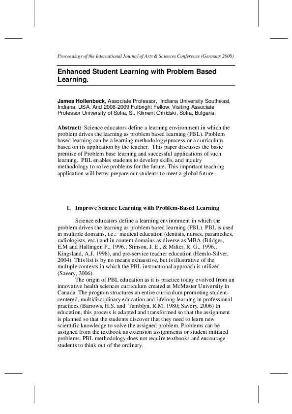 (PDF) Enhanced Student Learning with Problem Based Learning