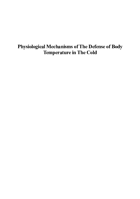 (PDF) Physiological mechanisms of the defense of body temperature in ...
