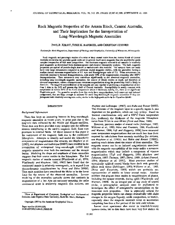 (PDF) Rock magnetic properties of the Arunta Block, Central Australia ...